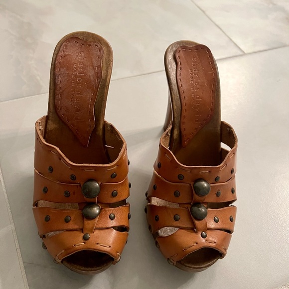 Charles David | Shoes | New Charles David Wood Leather Platform Mule ...